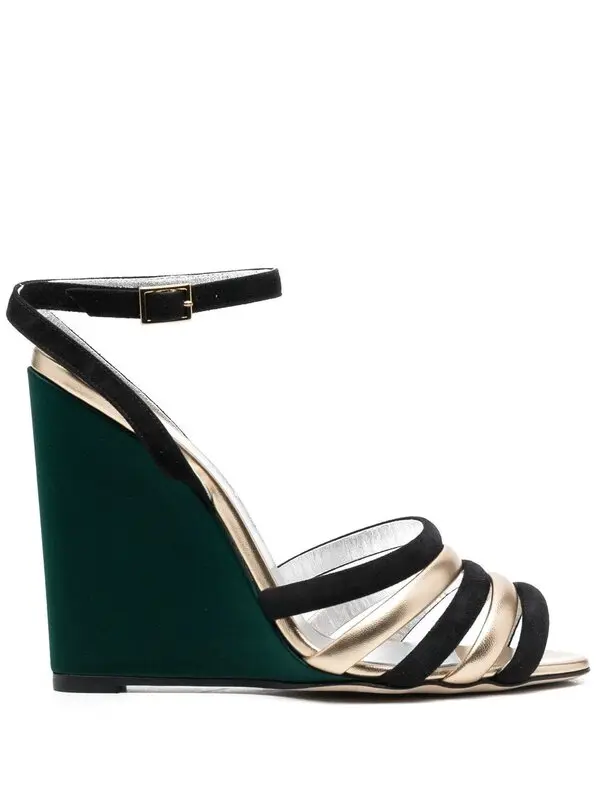 La DoubleJ Tones 135mm Wedge Sandals - Green