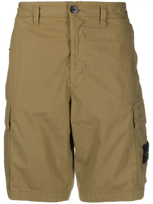 Stone Island Logo Patch Bermuda Shorts - Brown