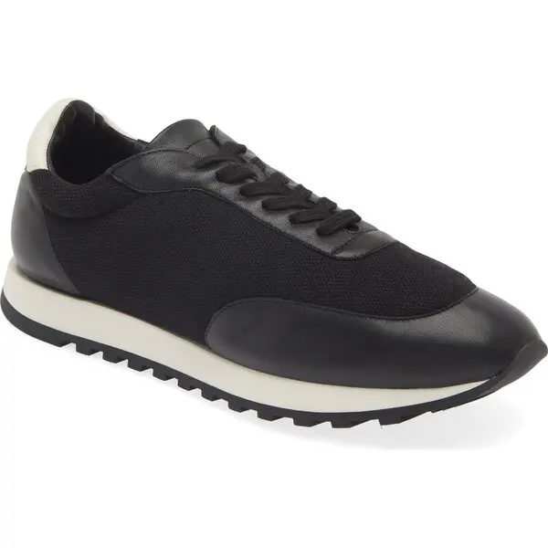 THE ROW Owen Leather & Mesh Sneakers - Black/white/black