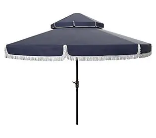 SAFAVIEH Milan Fringe 9ft Double Top Crank Umbr Lla
