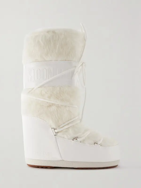 Moon Boot Icon Faux Fur And Faux Leather Snow Boots - White