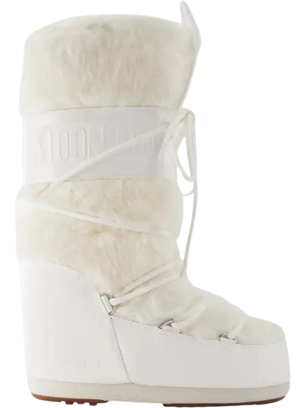 Moon Boot Icon Faux Fur And Faux Leather Snow Boots - White