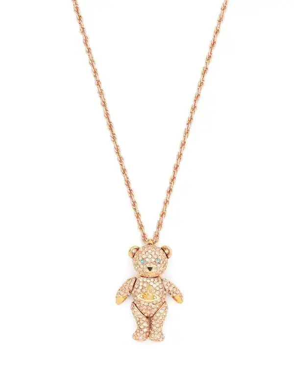 Vivienne Westwood Teddy-Charm Crystal Necklace - Pink | Editorialist