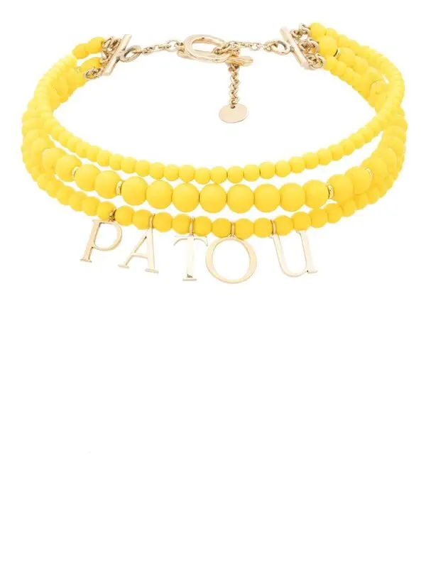 Patou Pop Pearls Logo-Cham Necklace In Yellow 50% Off Editorialist