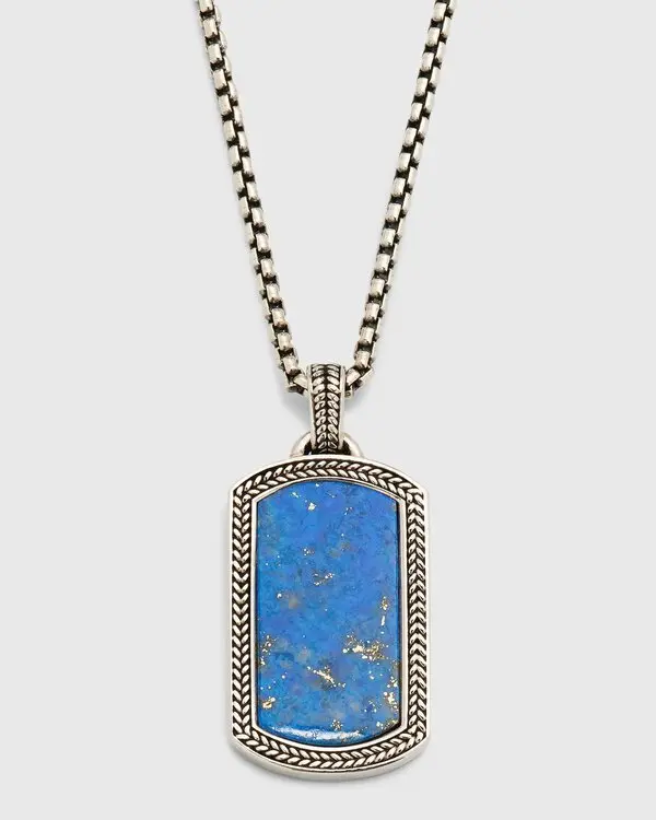 JAN LESLIE Dog Tag Pendant Necklace - Lapis