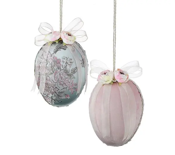 VALERIE PARR HILL Paisley And Velvet Easter Egg 8.25 Set Of 2 Valerie