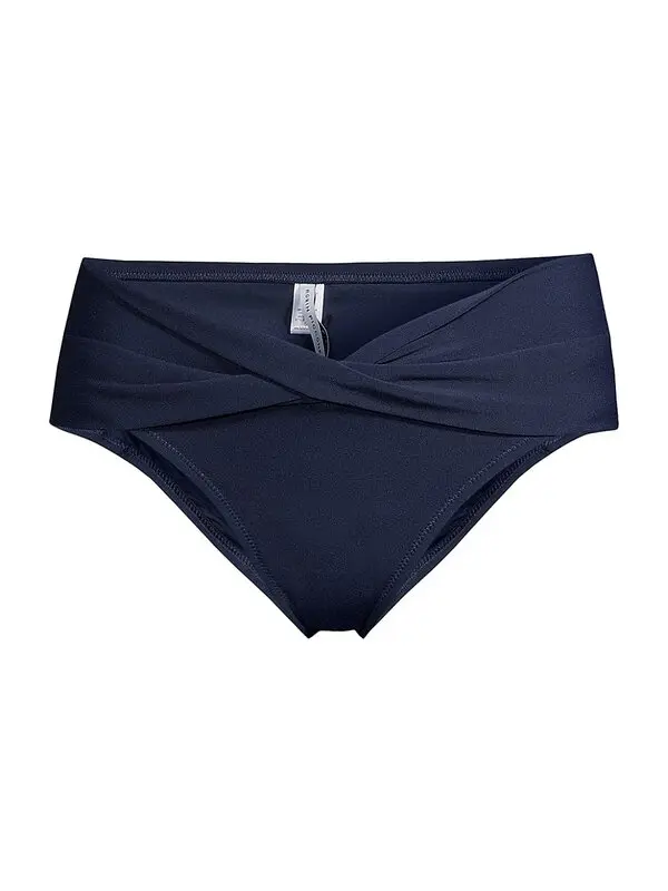 Robin Piccone Ava Mid-Rise Twist Bikini Bottom - Navy | Editorialist