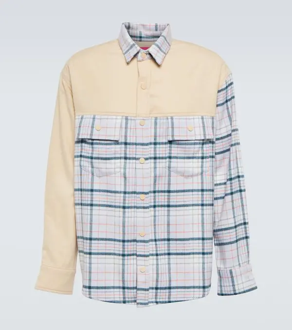 THE ELDER STATESMAN Checked Wool, Silk And Cashmere Shirt - Blue