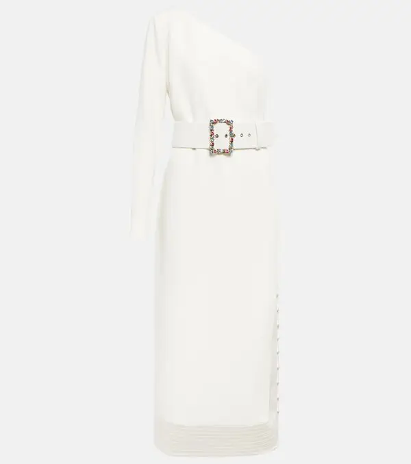 Safiyaa Asymmetrical Crêpe Midi Dress