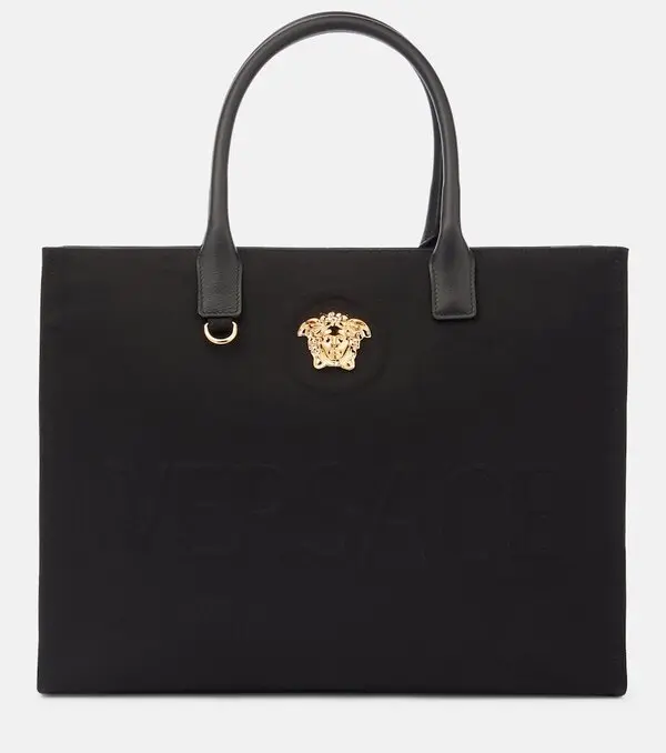 Versace La Medusa Cotton Canvas Tote - Black
