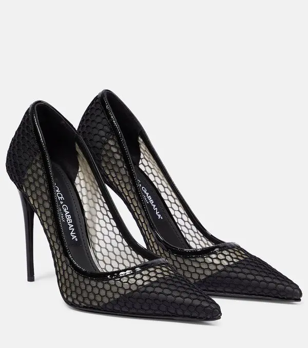 Dolce & Gabbana Mesh-trimmed Leather Pumps