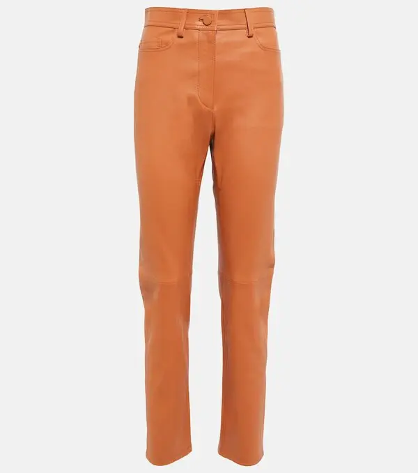 JOSEPH High-rise Leather Pants - Brown