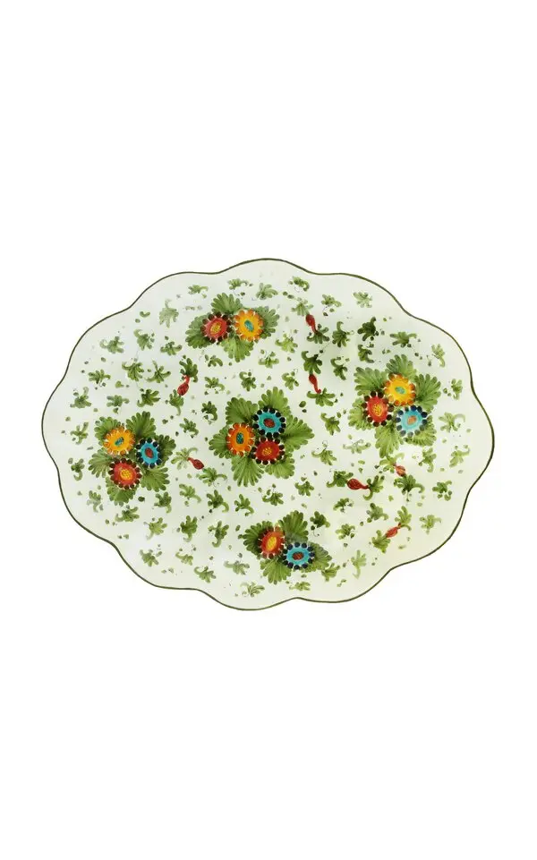 MODA DOMUS Fiorito ; Hand-painted Ceramic Scalloped Tray