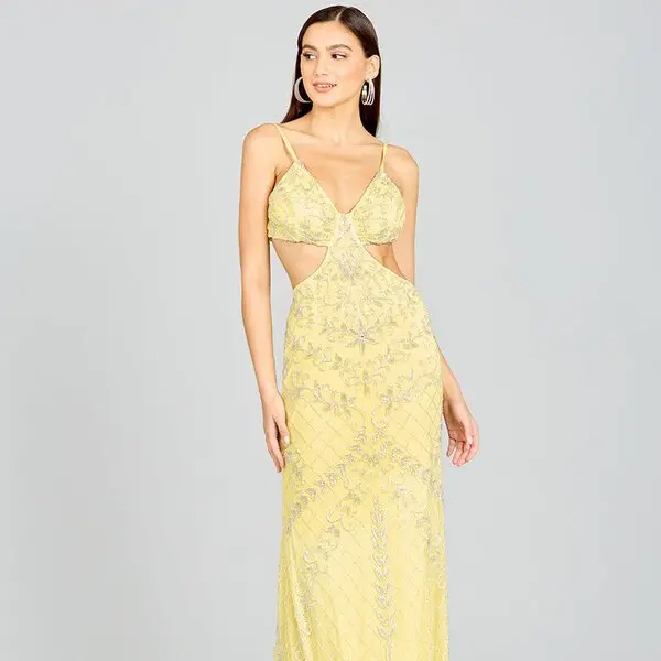 LARA Countess Beaded Gown - Yellow | Editorialist