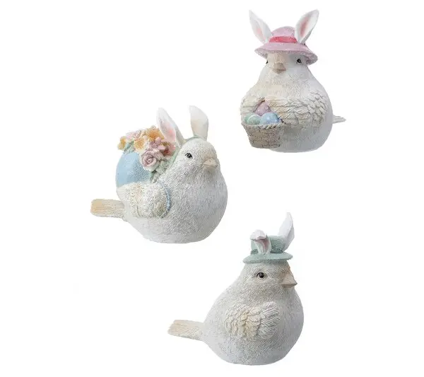 VALERIE PARR HILL Glitter Bunny Ear Chicks 4 Set Of 3 Valerie