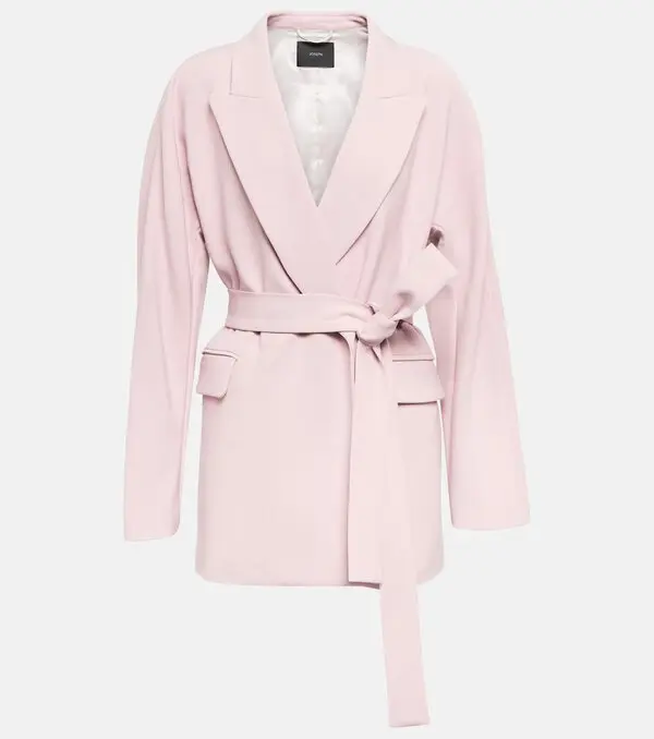 JOSEPH Wells Belted Wool-blend Blazer