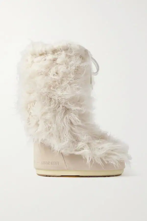 Moon Boot Lab69 Icon Yeti Shearling And Suede Snow Boots In Cream