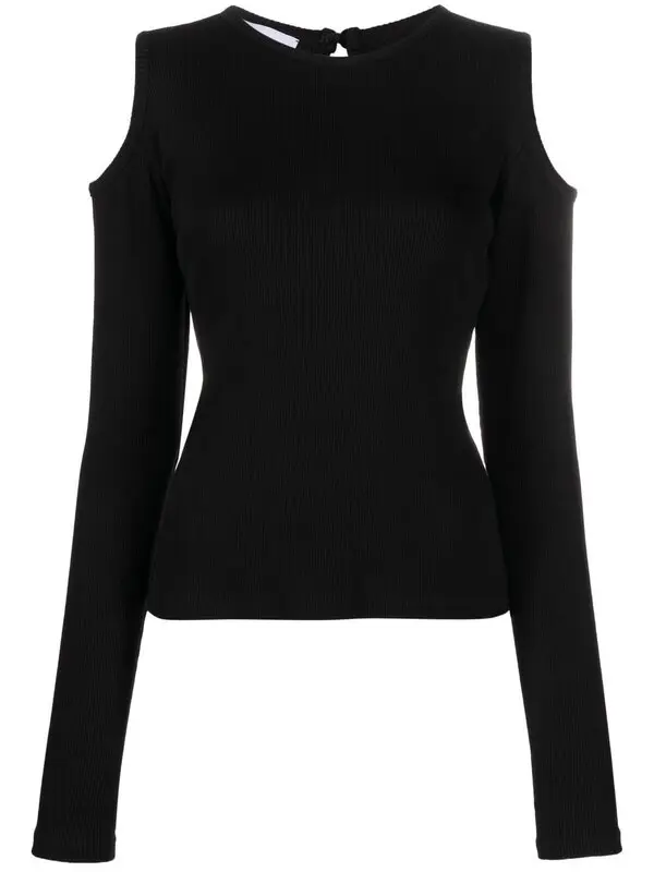 IOANA CIOLACU Fine-ribbed Cold-shoulder Top