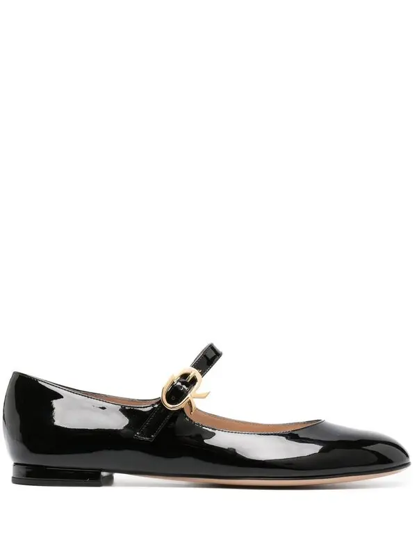 GIANVITO ROSSI Mary Ribbon Flat Pumps - Black