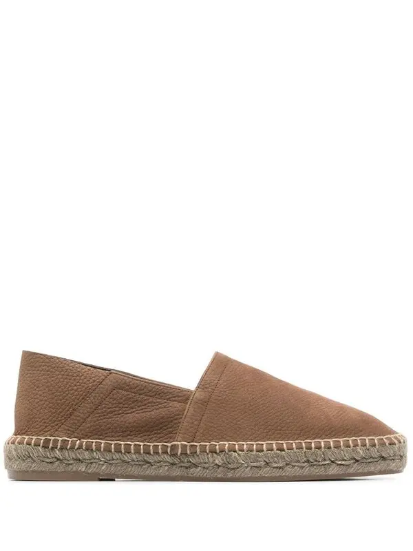 TOM FORD Grained Leather Espadrilles - Brown