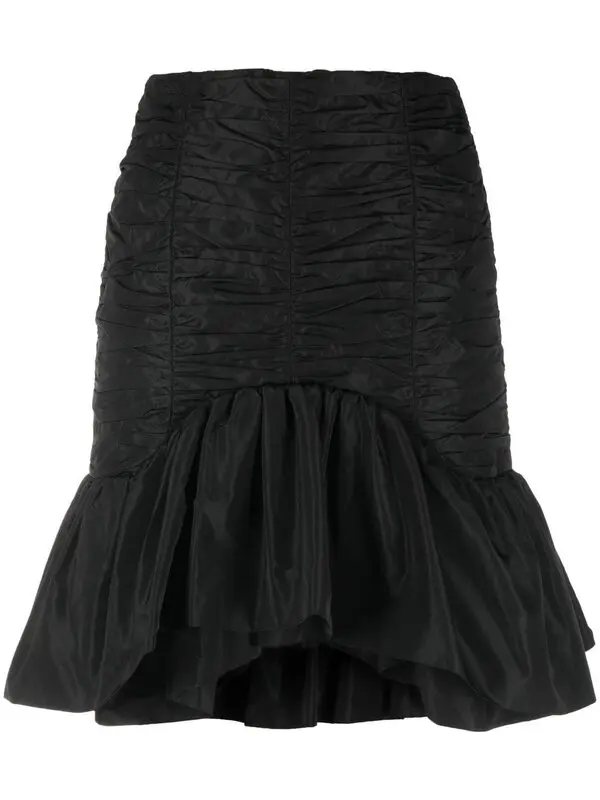Patou Bloom Ruffled Mini Skirt - Black