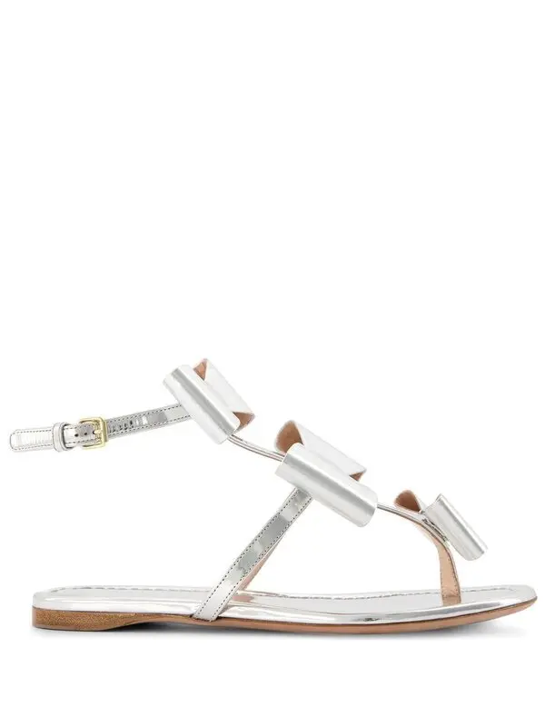 Giambattista Valli Pop Bow Flat Sandals - Silver