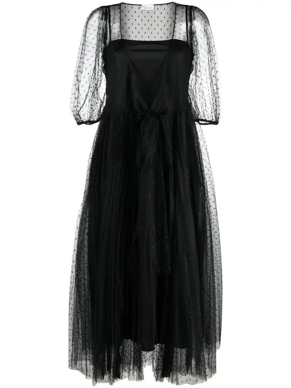 Red Valentino Short-sleeved Tulle Midi Dress