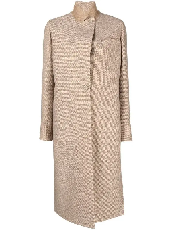 Fendi Stand-collar Wool-silk Coat - Brown