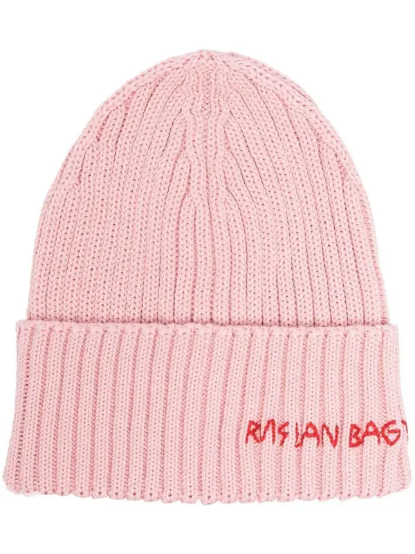 Ruslan Baginskiy Hand-embroidered Ribbed Beanie - Pink