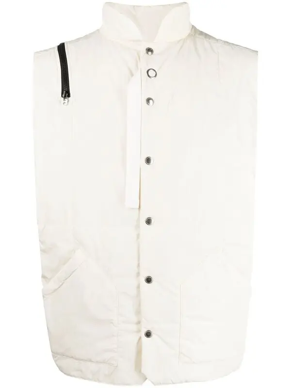 TAKAHIROMIYASHITA THESOLOIST. Padded Gilet Jacket With Zip Detail - White