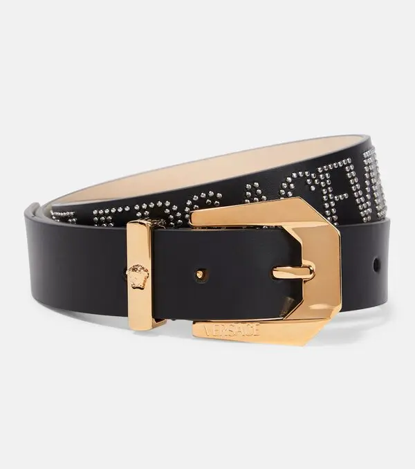 Versace Stud-embellished Leather Belt