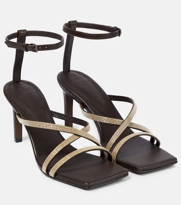 Brunello Cucinelli Embellished Leather Sandals