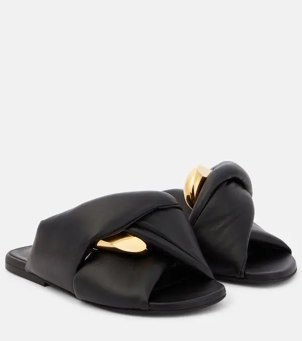 JW Anderson Chain Twist Leather Sandals - Black