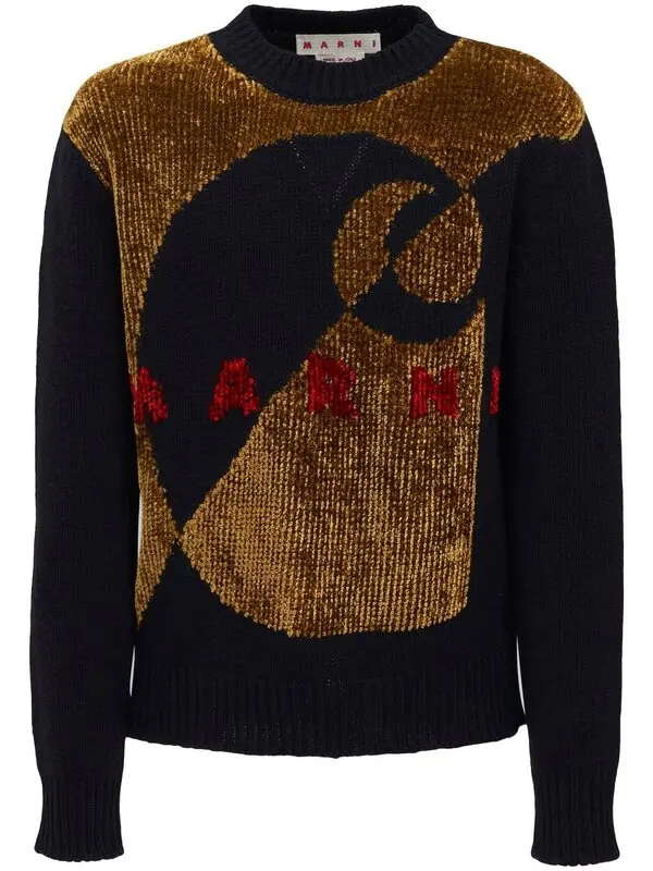 Marni Velvet-effect Logo Knit Jumper