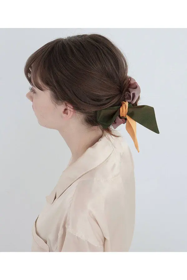 FOO TOKYO Water Color Silk Ribbon 2-way Hair Accessory - Red