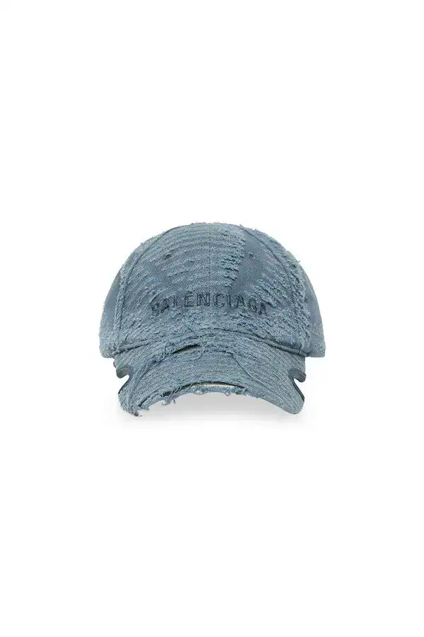 BALENCIAGA キャップ LASER DESTROYED cap Balenciaga BB Laser Destroyed Velcro Tab Cap Black/White - US