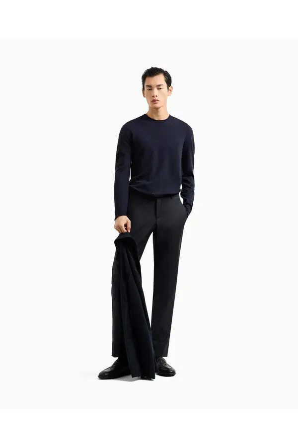 Giorgio Armani Icon Cashmere Interlock Crew-neck Jumper - Navy