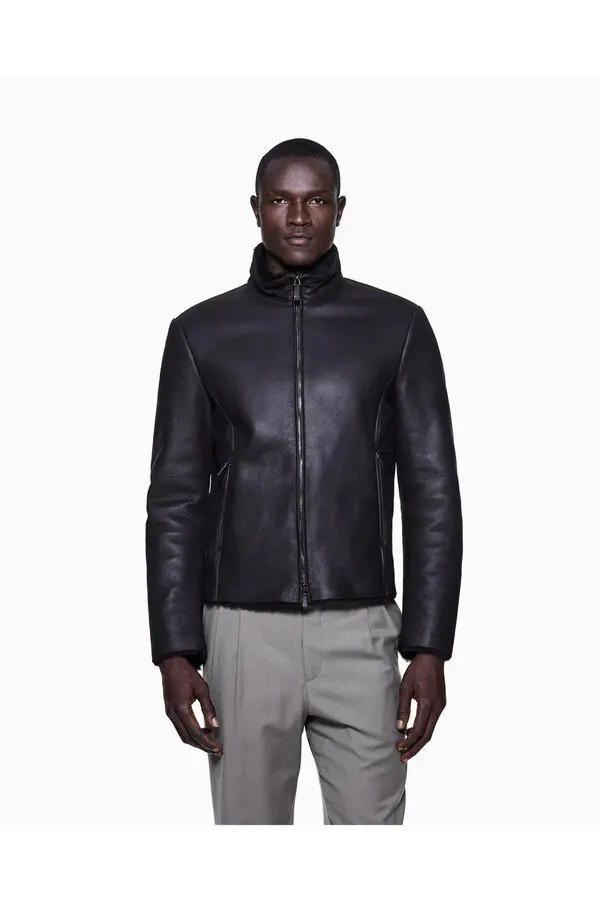 Giorgio Armani Zipped Sheepskin Blouson - Natural