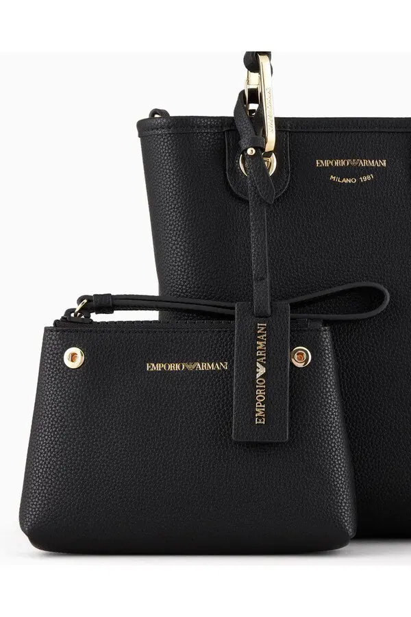 Emporio Armani Deer-print Vertical Shopper Bag - Black