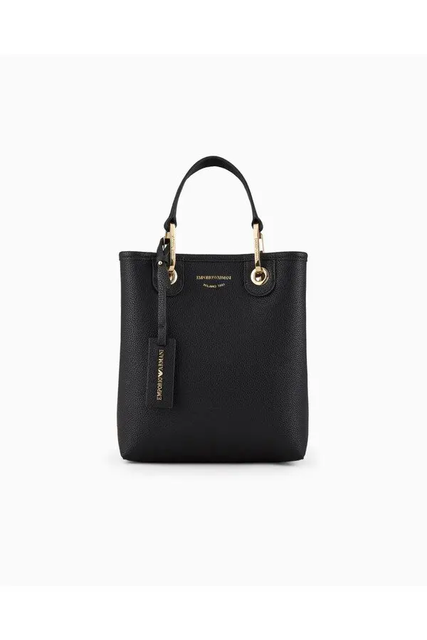 Emporio Armani Deer-print Vertical Shopper Bag - Black