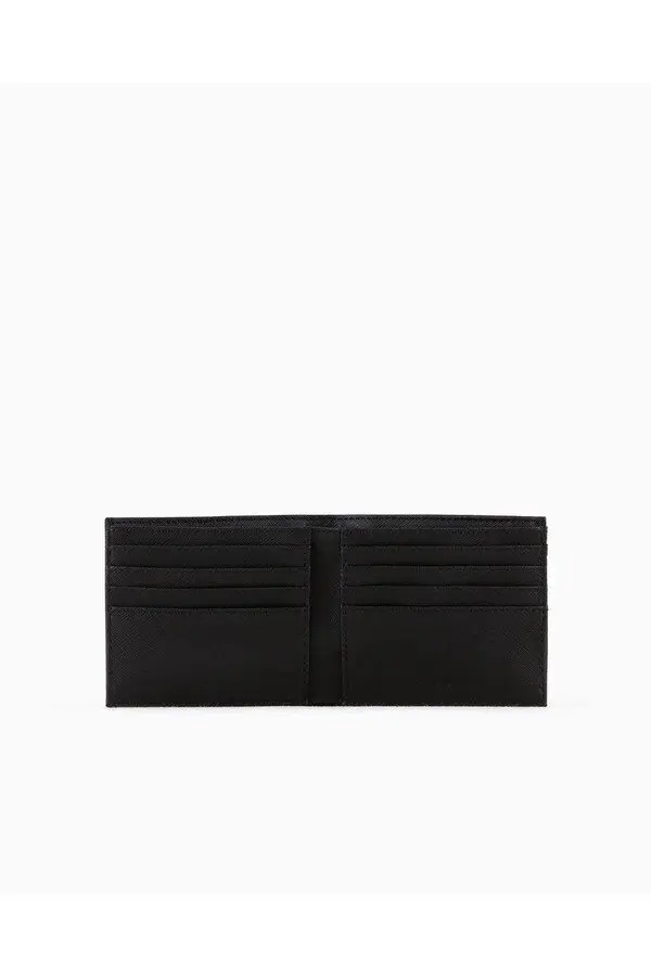Emporio Armani Asv Regenerated Saffiano Leather Wallet With Eagle Plate