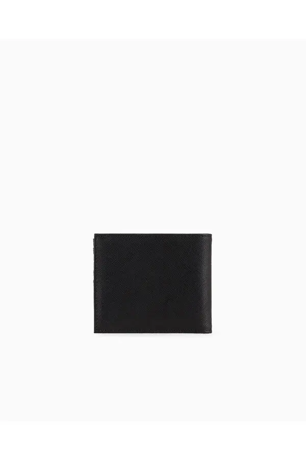Emporio Armani Asv Regenerated Saffiano Leather Wallet With Eagle Plate