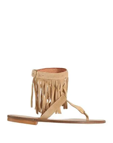 UNLACE Leather Thong Sandals - Beige