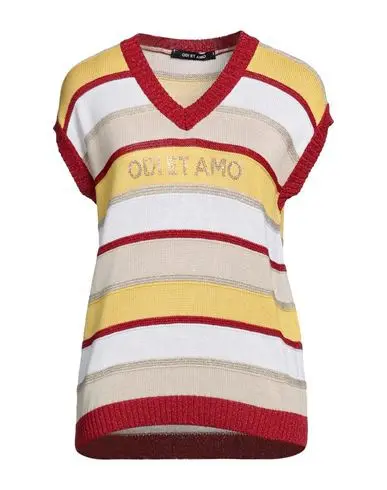 ODI ET AMO Striped V-neck Knit Top - Beige