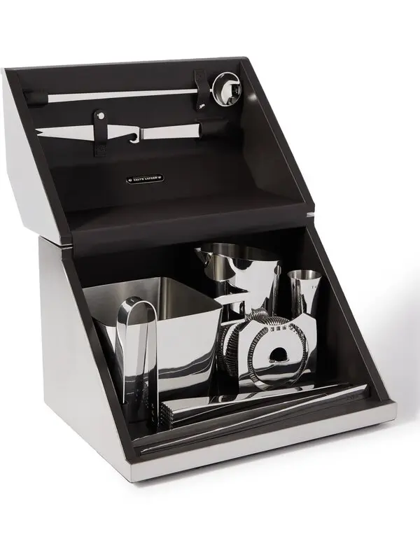 Ralph Lauren Stainless Steel And Leather Bar Tool Set - Silver