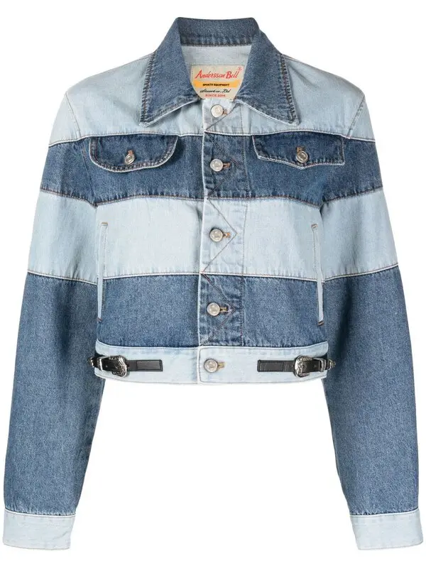 Andersson Bell Mahina Patchwork-striped Denim Jacket