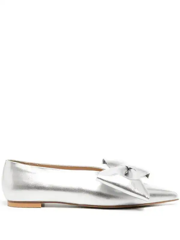 Kimhekim Bow-Detail Pointed Ballerina Shoes In Silver - 55% Off