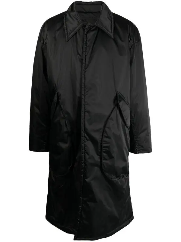 SONGZIO Ruched-detail Knee-length Jacket - Black