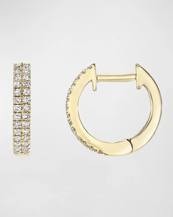 ZOE LEV Double Diamond Huggie Earrings - Yellow Gold & Diamond