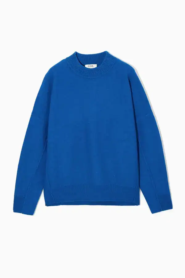 Cos Oversized Boiled Merino Wool Sweater Blue Editorialist